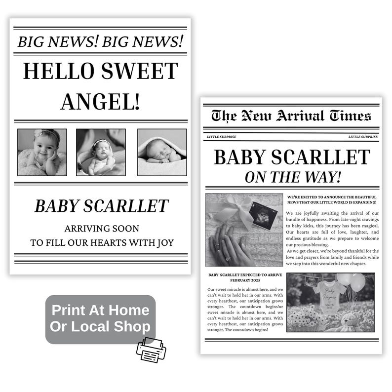 Baby Announcement Newspaper, Pregnancy Announcement Template,baby on ...