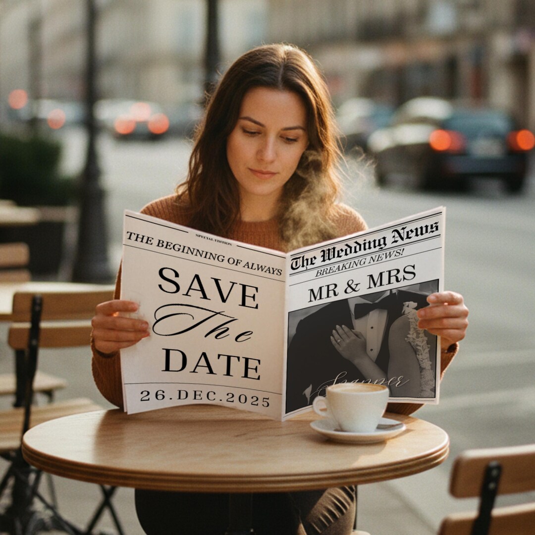 Editable Save the Date Newspaper Template, Custom Wedding Newspaper for ...