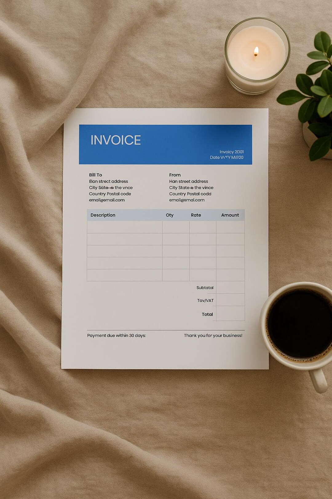 Freelance Modern Banner Invoice Template | Editable in Canva | Modern ...
