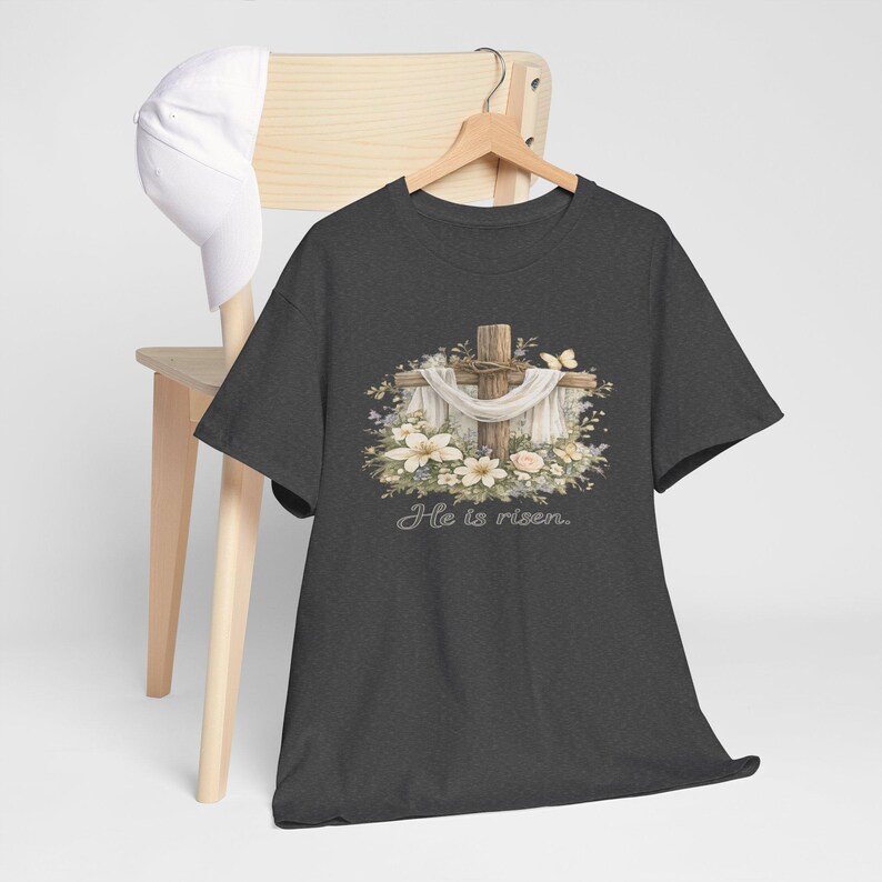 He is Risen Cross Tee | Easter Lily Resurrection Christian T-shirt - Etsy