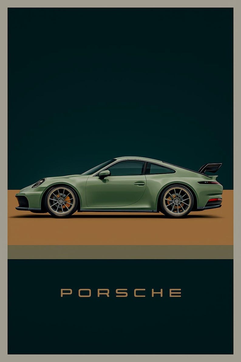 Nice Poster of a Porsche - Etsy