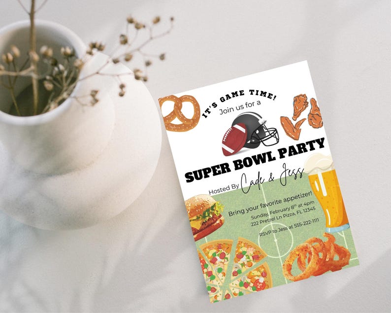 Super Bowl Party 2026 Invitation: Editable Canva Template (5x7") - Etsy