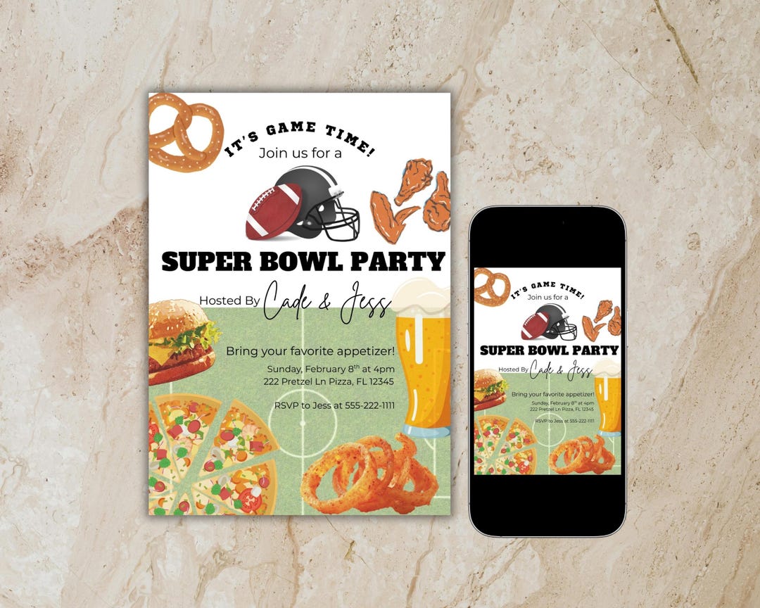 Super Bowl Party 2026 Invitation: Editable Canva Template (5x7") - Etsy