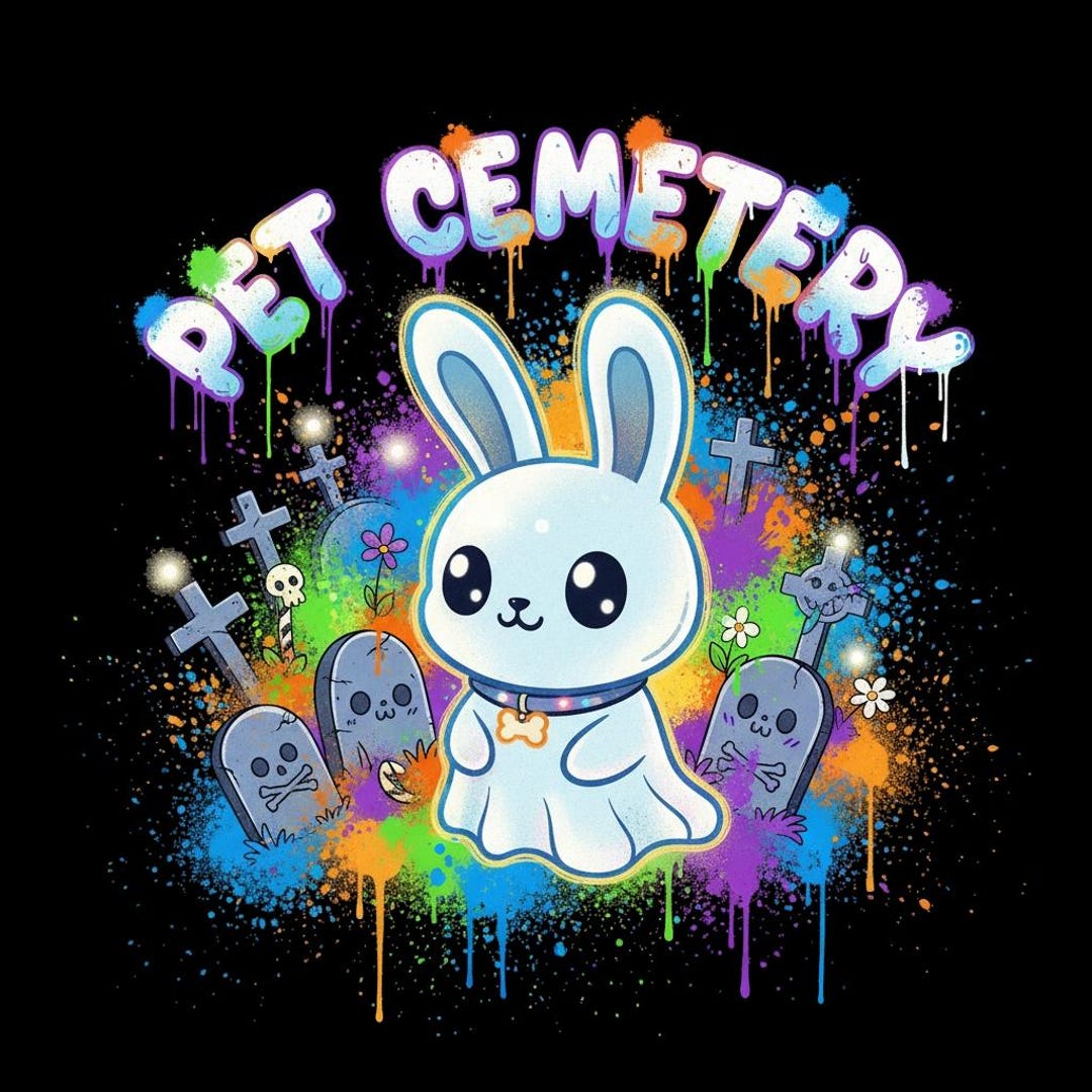 Creepy Cute Kawaii Pet Cemetary Ghost Cuties Bunny Gothic Spray Paint ...