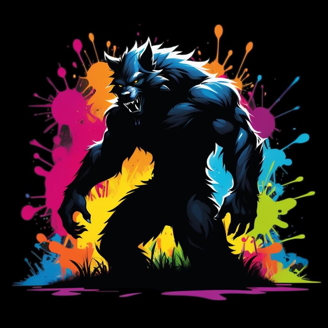 Spooky Werewolf PNG, Colorful Spray Paint Design (digital Download) - Etsy