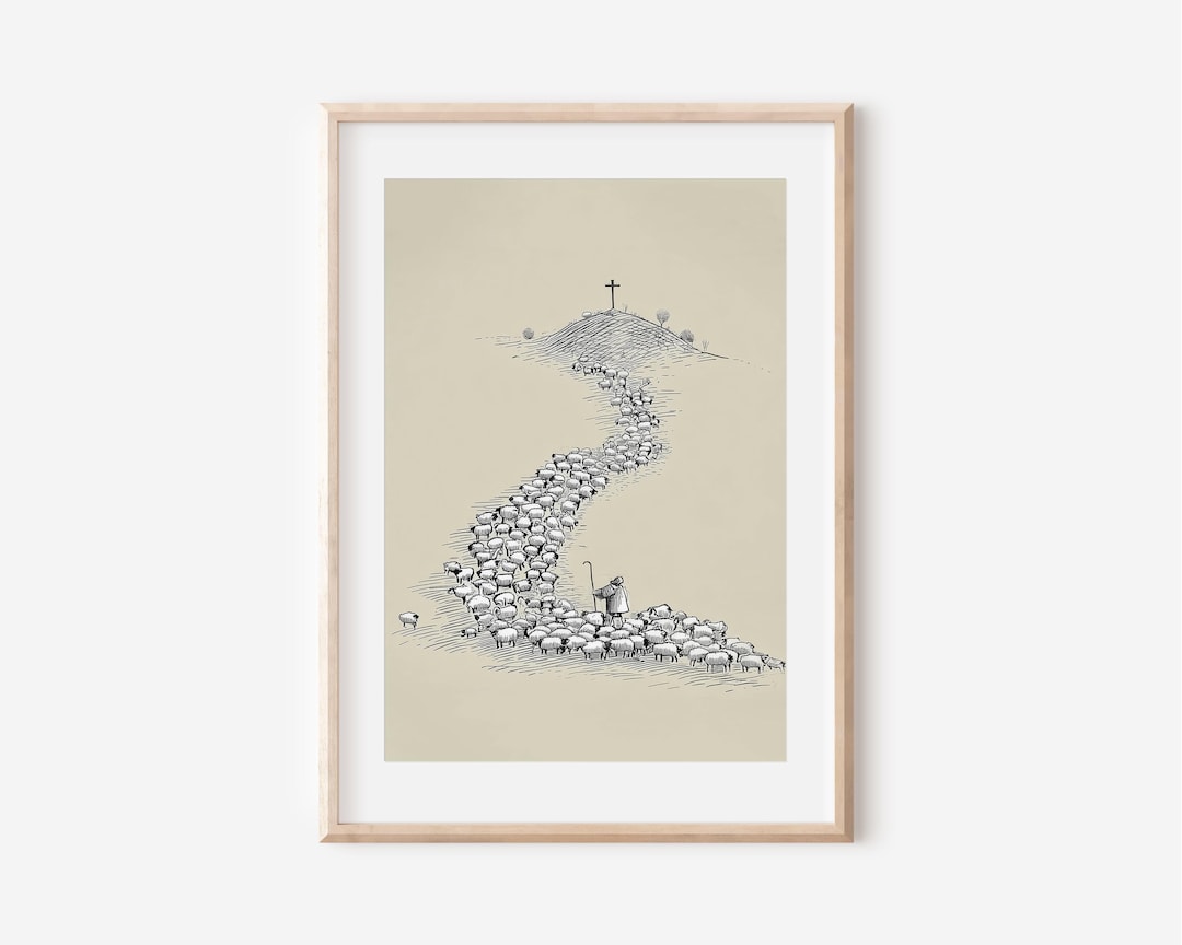 Lost Sheep Print | Jesus Good Shepherd | Faith Wall Art | John 10 Bible ...