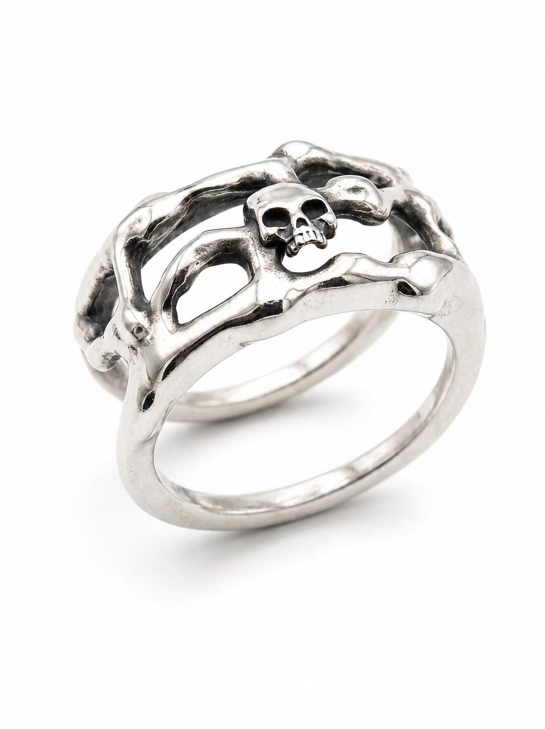 Sterling Silver Skull Bones Ring Cover for Smart Rings – Memento Mori ...