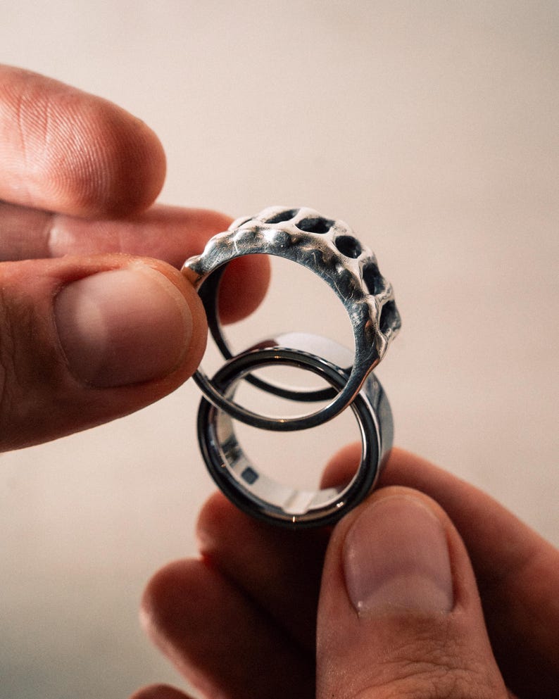 Sterling Silver Smart Ring Cover – Oxidized Recycled, Minimalist Unisex ...
