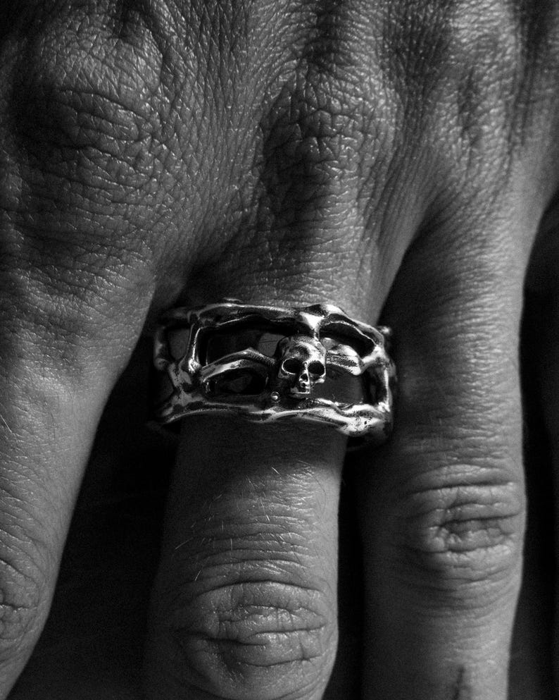 Sterling Silver Skull Bones Ring Cover for Smart Rings – Memento Mori ...