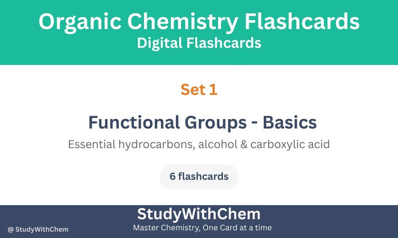 Organic Chemistry Flashcards Set 1 – Functional Groups Basics | Digital ...