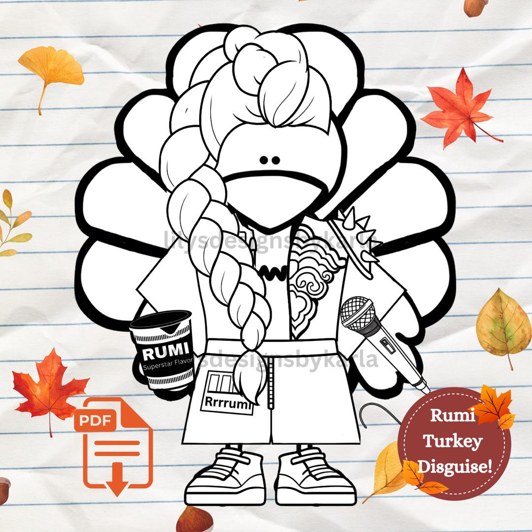 KPOP Rumi Turkey Disguise, Coloring Turkey Disguise, Rumi Turkey ...