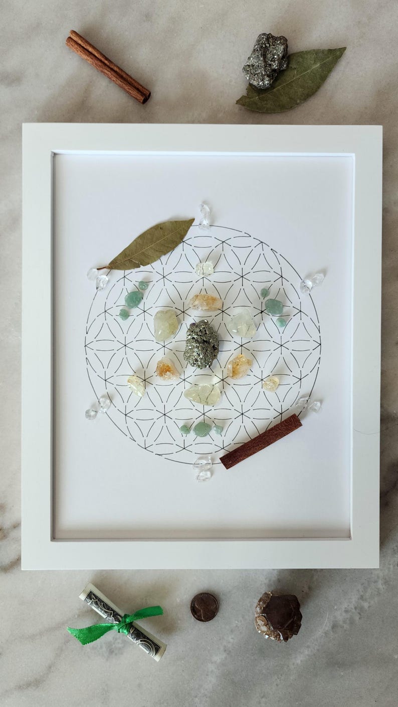 Abundance & Prosperity Manifestation Crystal Grid – Flower of Life ...