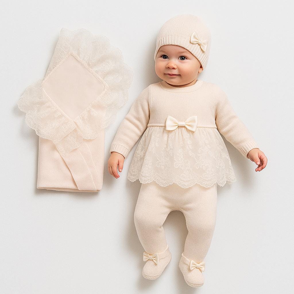 Knited Personalized Custom Embroidered Cotton Baby Newborn Outfit Set ...