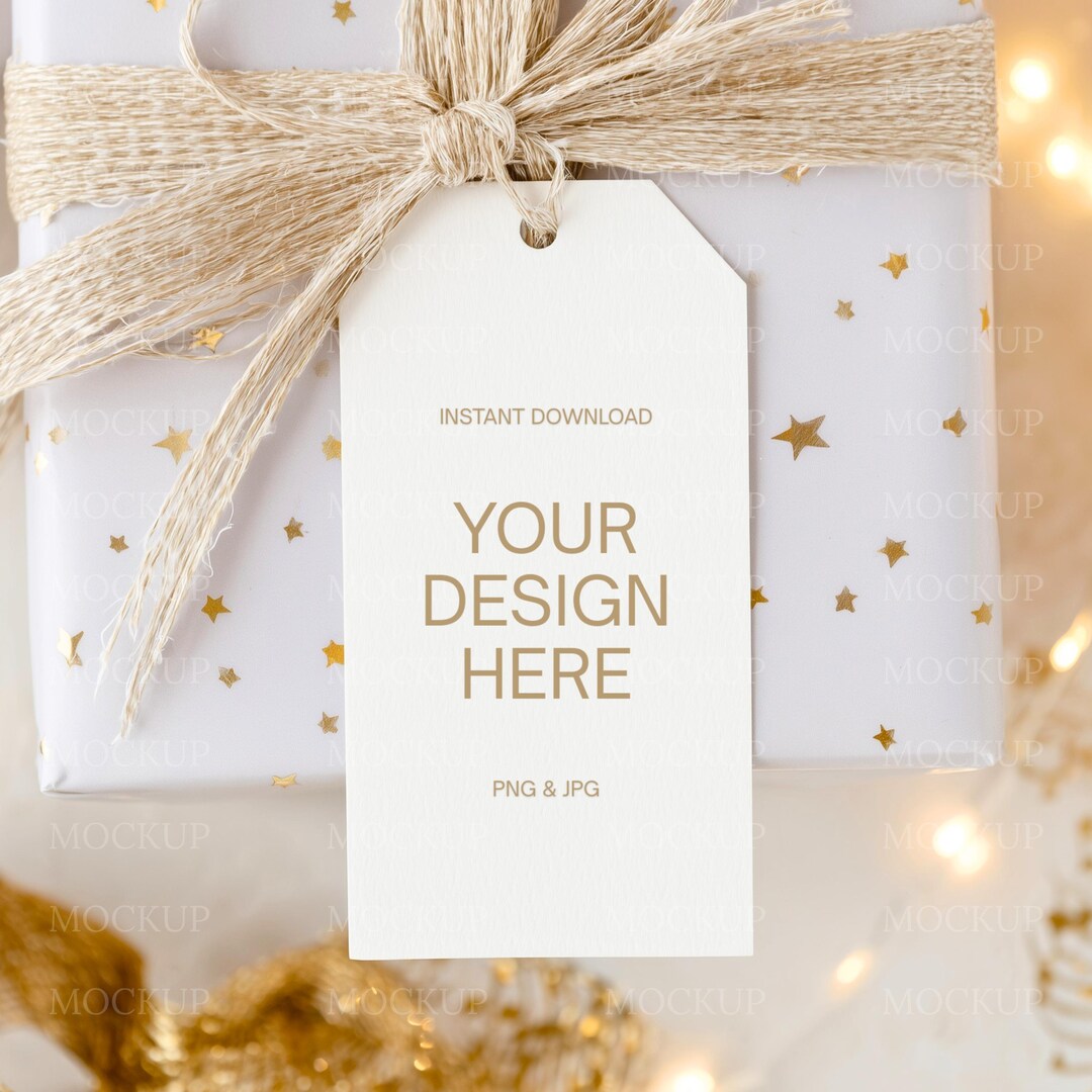 Christmas Gift Tag Mockup: Boho Gold Stars (JPG & PNG) - Etsy