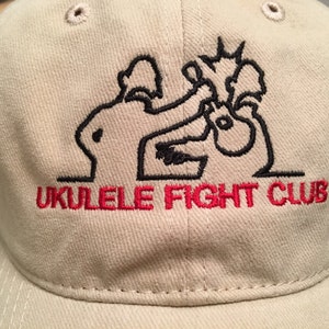 Ukulele Fight Club Embroidered Hat Free Uke on Board Sticker - Etsy