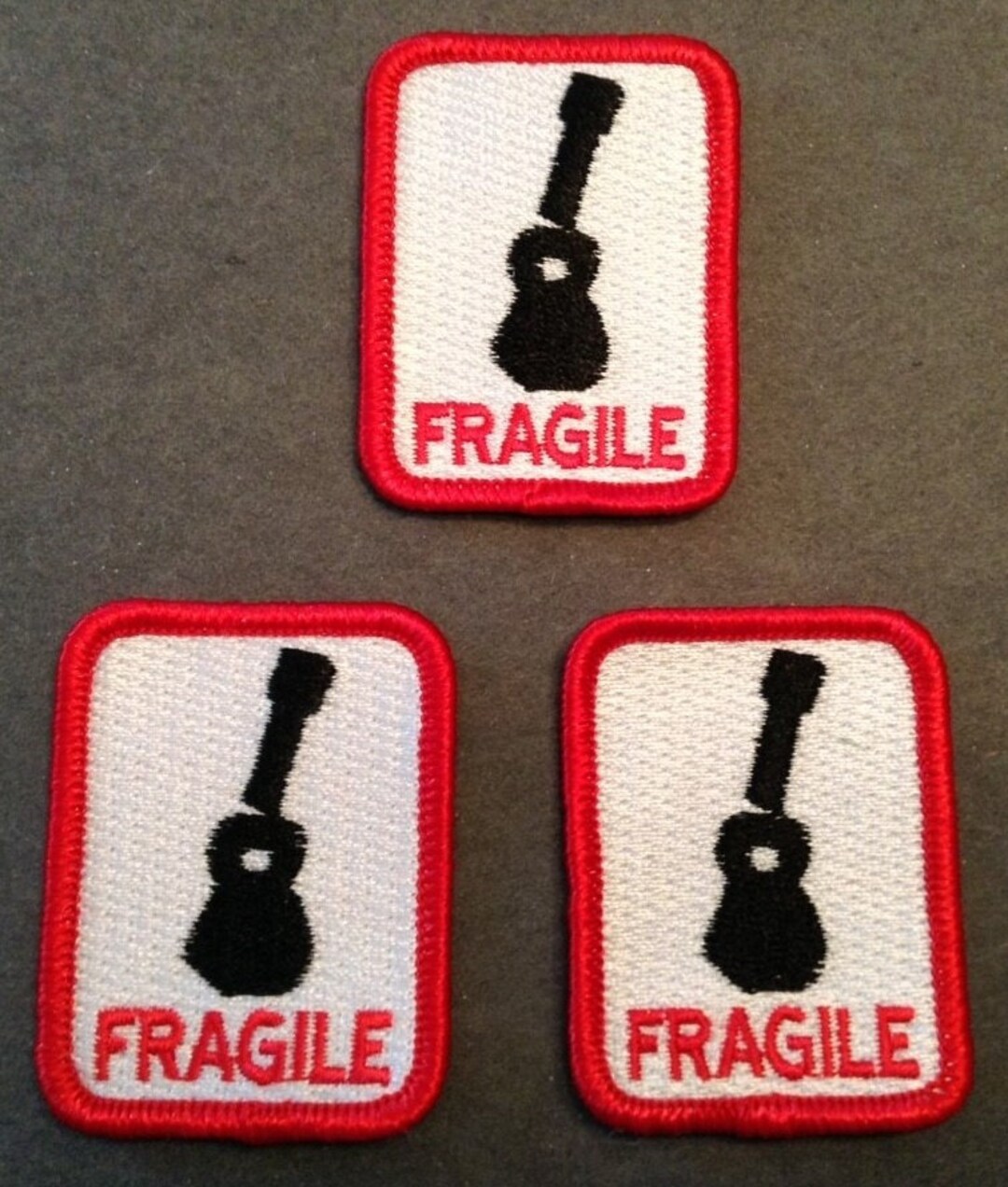 Fragile Patch for Your Ukulele or Guitar Case - Set of 3 Embroidered ...