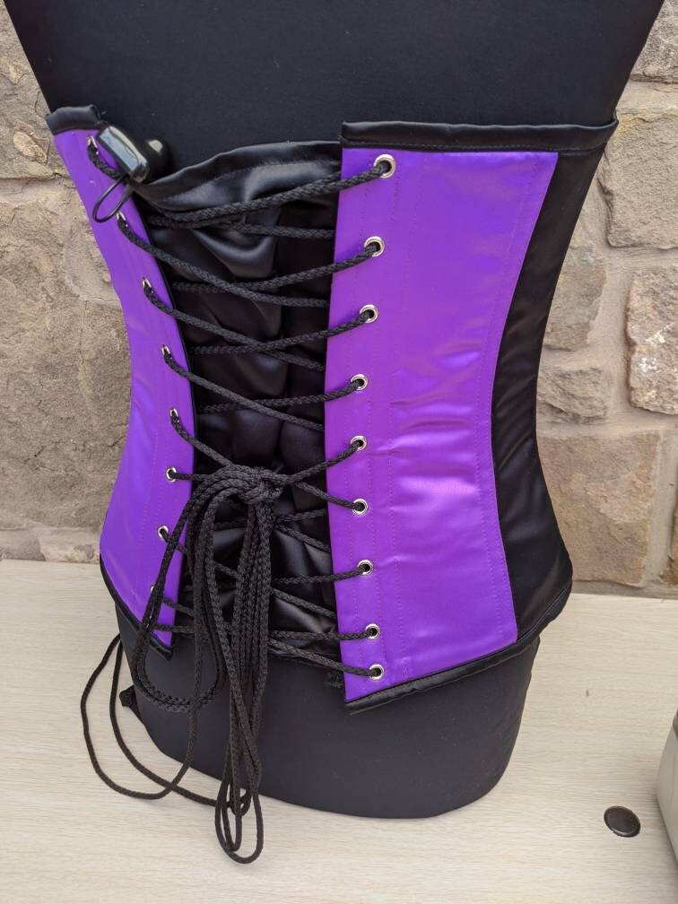 Black And Purple Satin Corset Fetish Gothic Sale Etsy