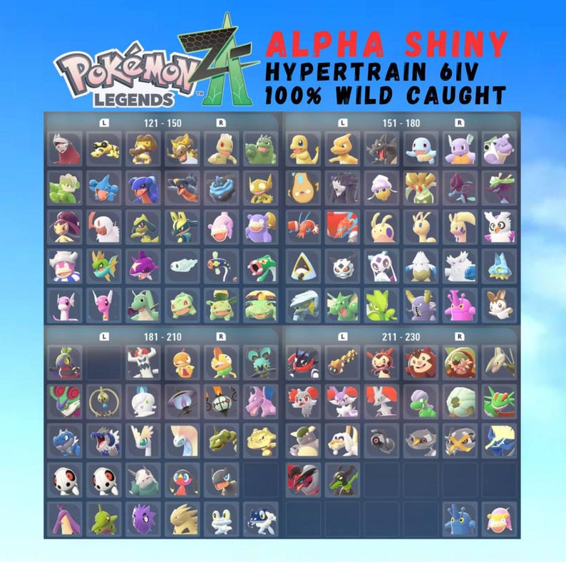 Any SHINY ALPHA Pokemon / Pokémon Legend Z-A / Battle Ready / EV ...