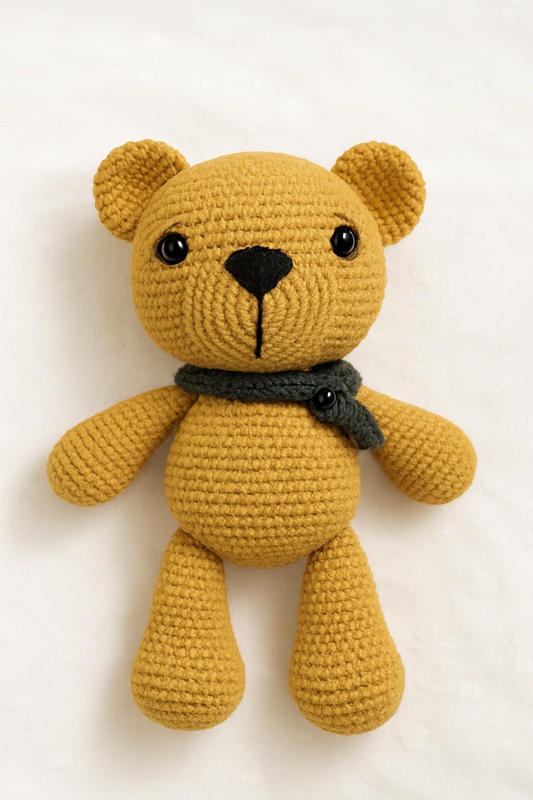 Handmade Crochet Teddy Bear: Mustard Yellow Cotton Amigurumi - Etsy