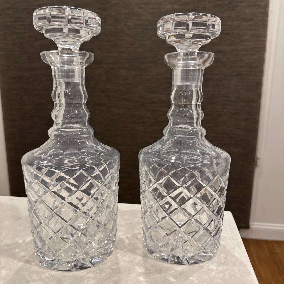 Wedgwood Lead Crystal Decanter Set: Round Lidded Barware - Etsy