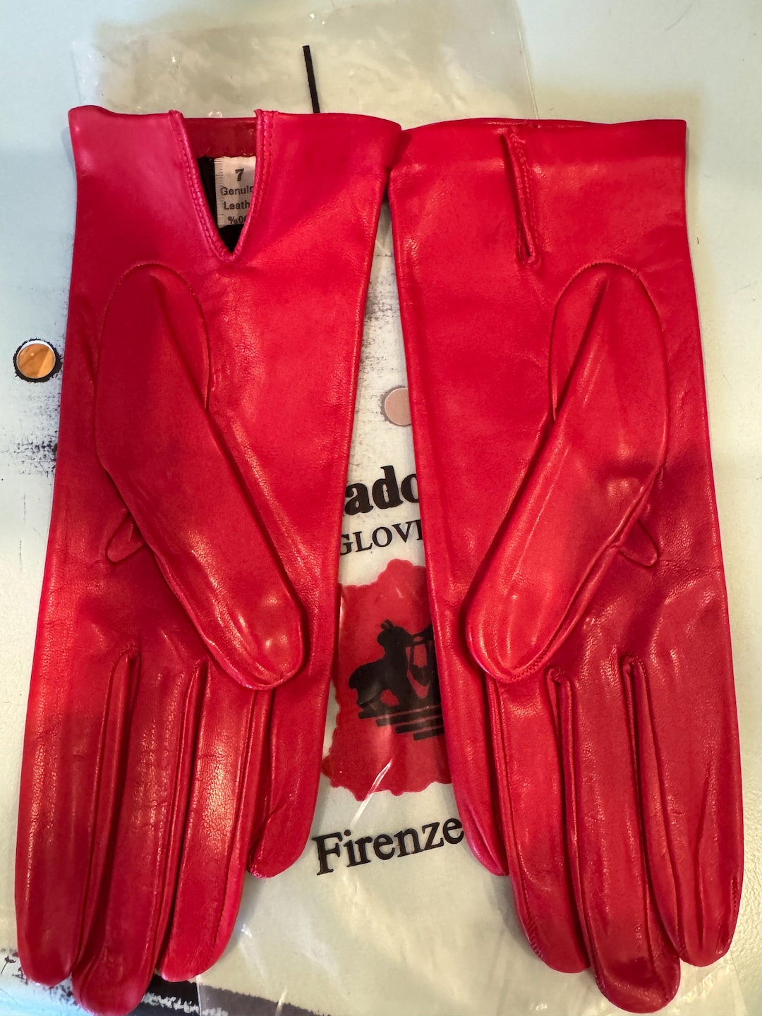 NEW Vintage Madova Firenze RED Leather Gloves. Silk Lined. ITALY Sz 7 ...