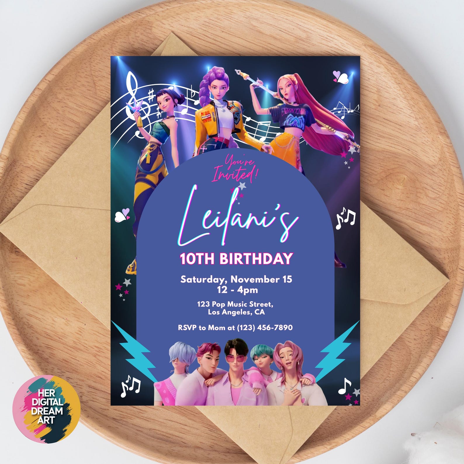 Kpop Demon Hunter Birthday Invitation | Editable Canva Template | Kpop ...