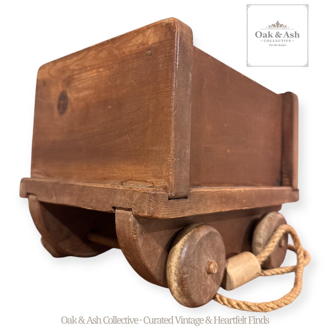 Vintage Handmade Wooden Pull Toy Cart - Etsy