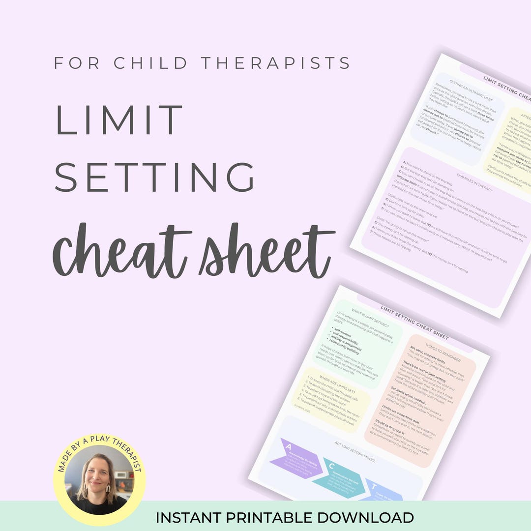 Limit Setting Cheat Sheet: Child Therapy, Play Therapy Resource ...