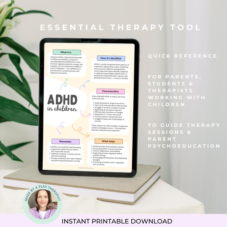 ADHD in Children Cheat Sheet for Therapists & Parents | Understanding ...