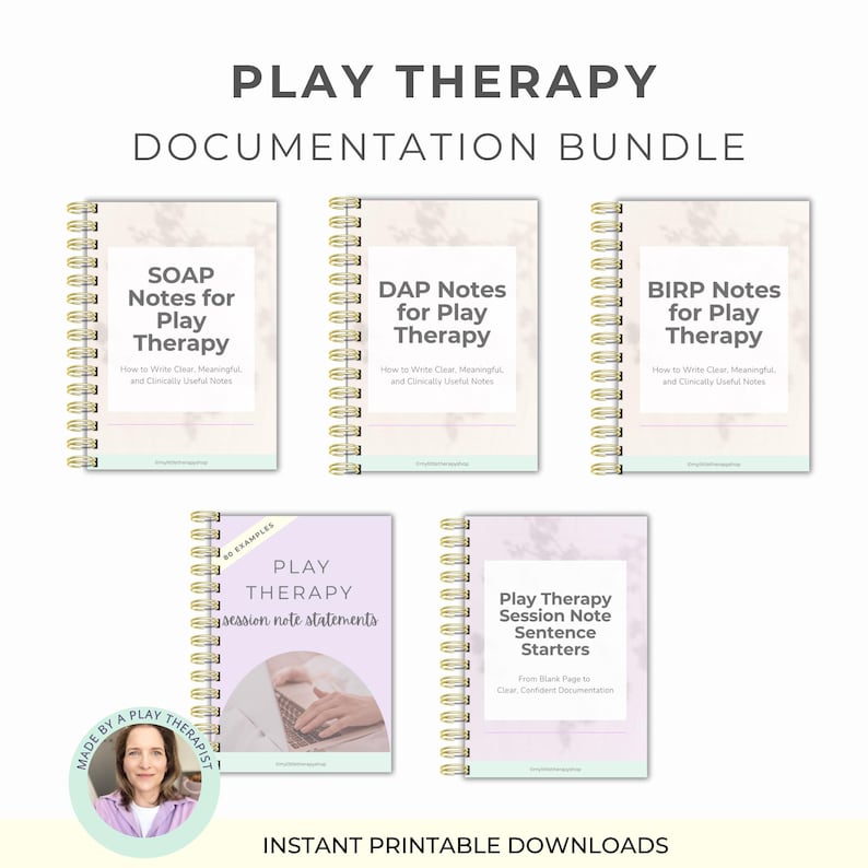 Play Therapy Session Notes Bundle: SOAP, DAP, BIRP, Sentence Starters ...