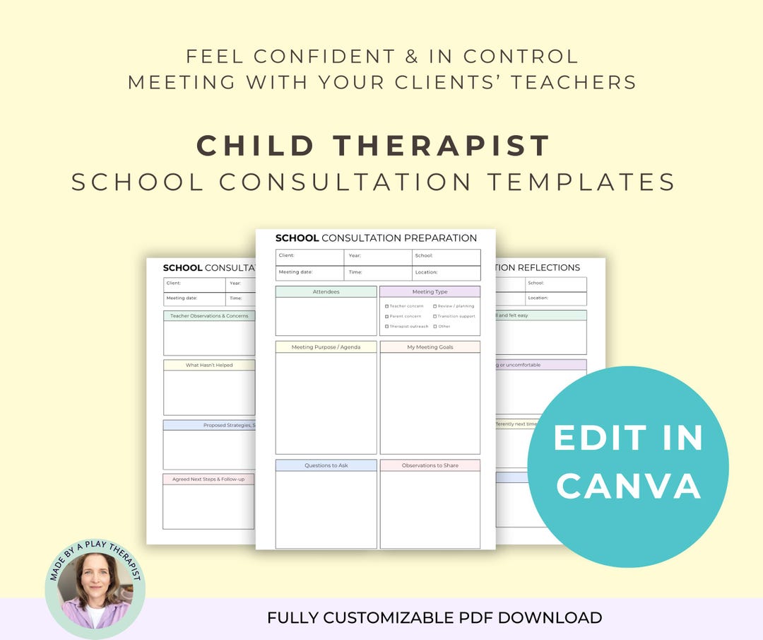 School Consultation Toolkit for Therapists: Customizable Canva Template ...