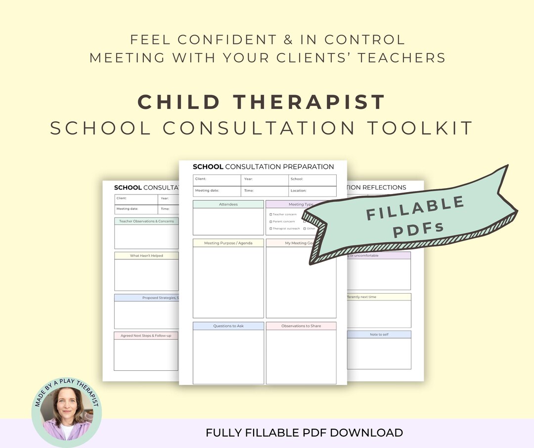 Fillable School Consultation Toolkit for Therapists: Child Therapy ...