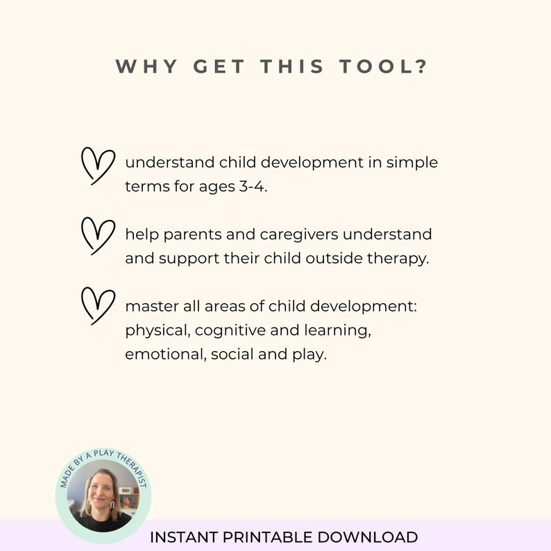 Child Development Ages 3-4 Cheat Sheet: Child Therapy Resource (digital ...