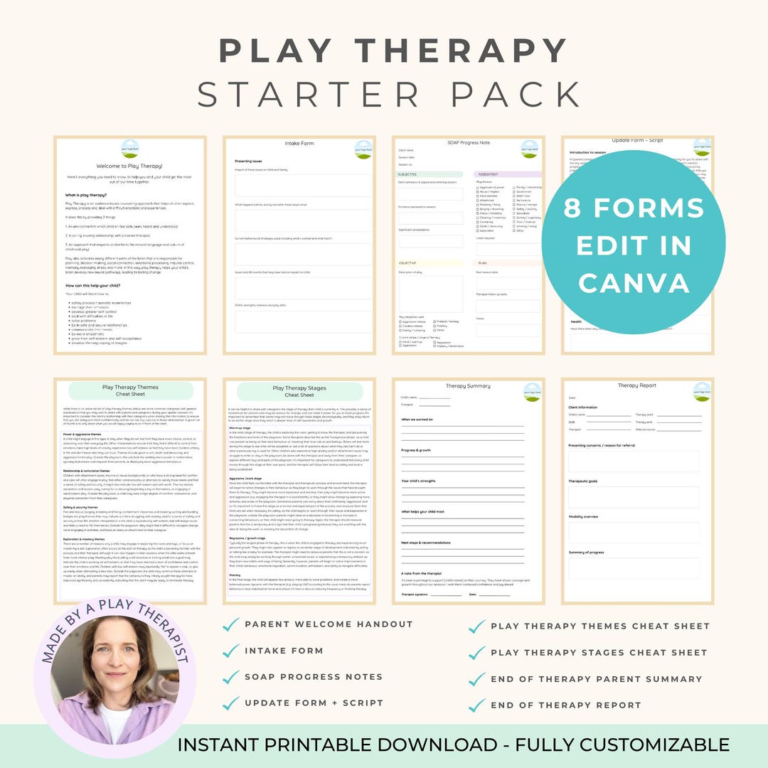 Play Therapy Forms Starter Bundle: Customizable Canva Templates ...