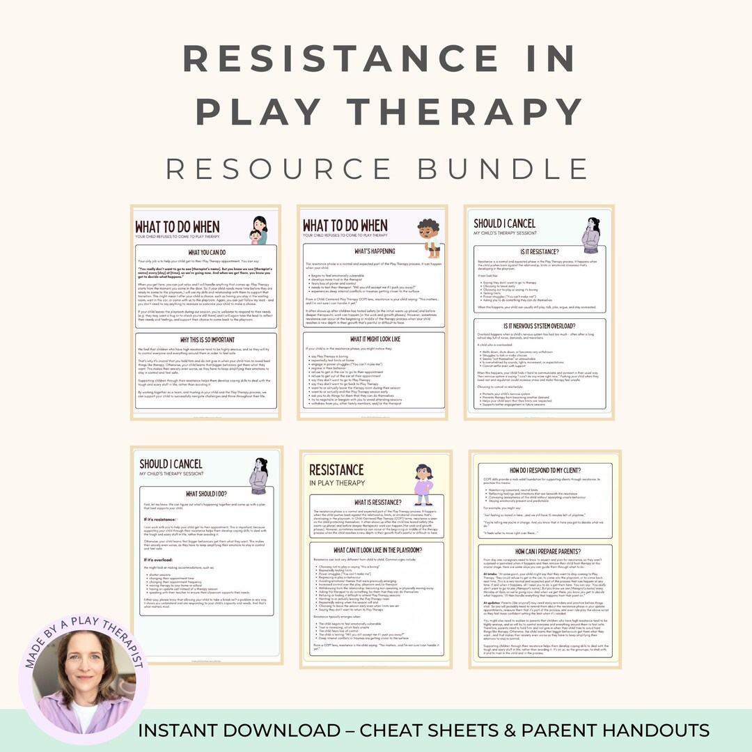 Resistance in Play Therapy Bundle: Therapist Cheat Sheets + Parent ...
