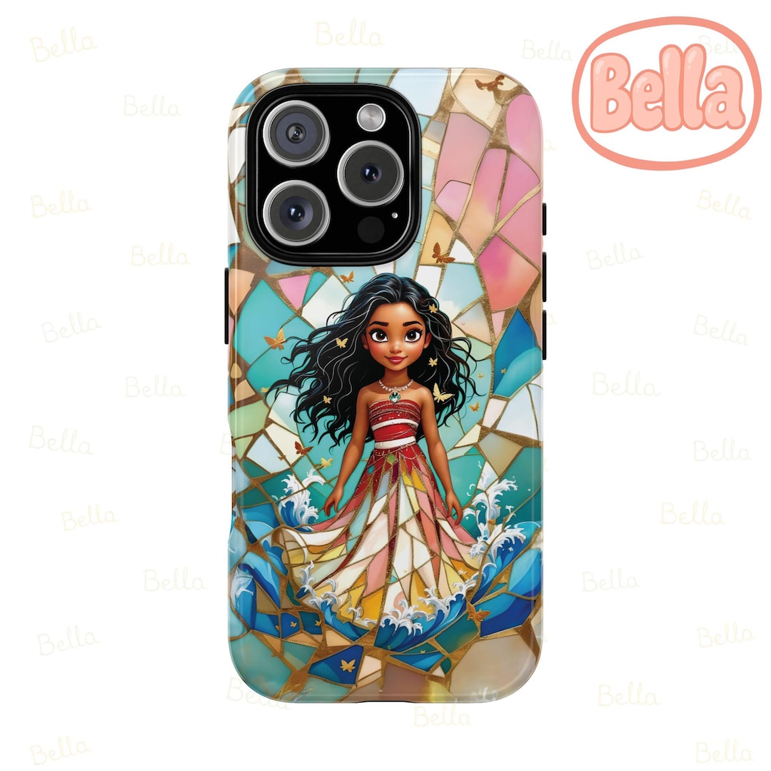 Moana and Ocean Waves, Disney Stained Glass Effect Phone Case, Magsafe ...