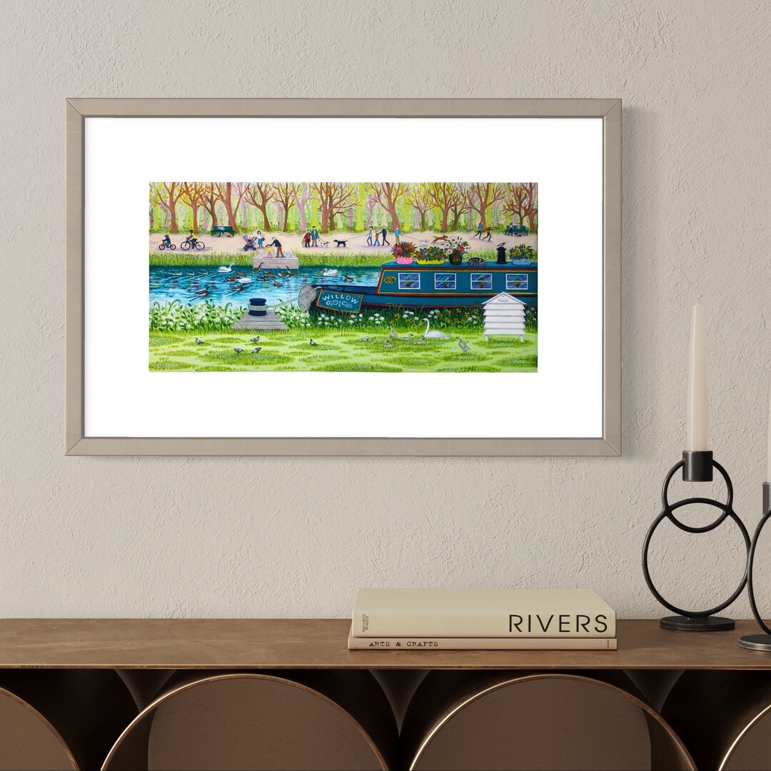 Canal Boat Art Print, Canal Boat Room Decor, Canal Boat Print, Canal ...