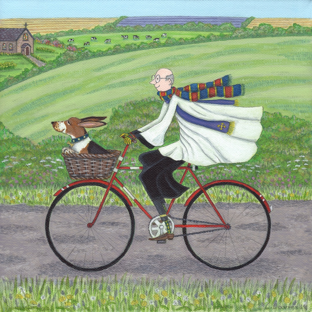 Vicar Print, Fun Print of Vicar, Cycling Priest, Cycling Reverend ...