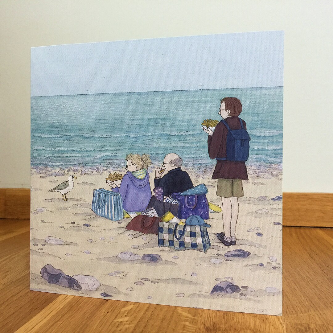 Beach Themed Greetings Card, People on Beach Greetings Card, Fun Beach ...