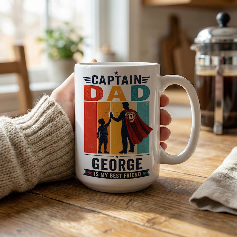 Personalized Superhero Dad Gift, Father’s Day Mug Gift From Son, Dad ...