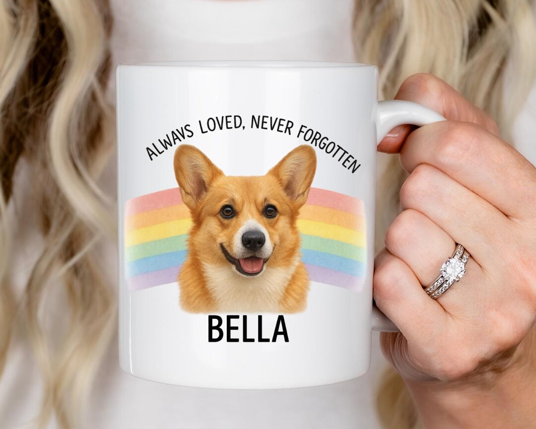 Rainbow Bridge Pet Memorial Mug Custom Dog Portrait Gift for Loss ...