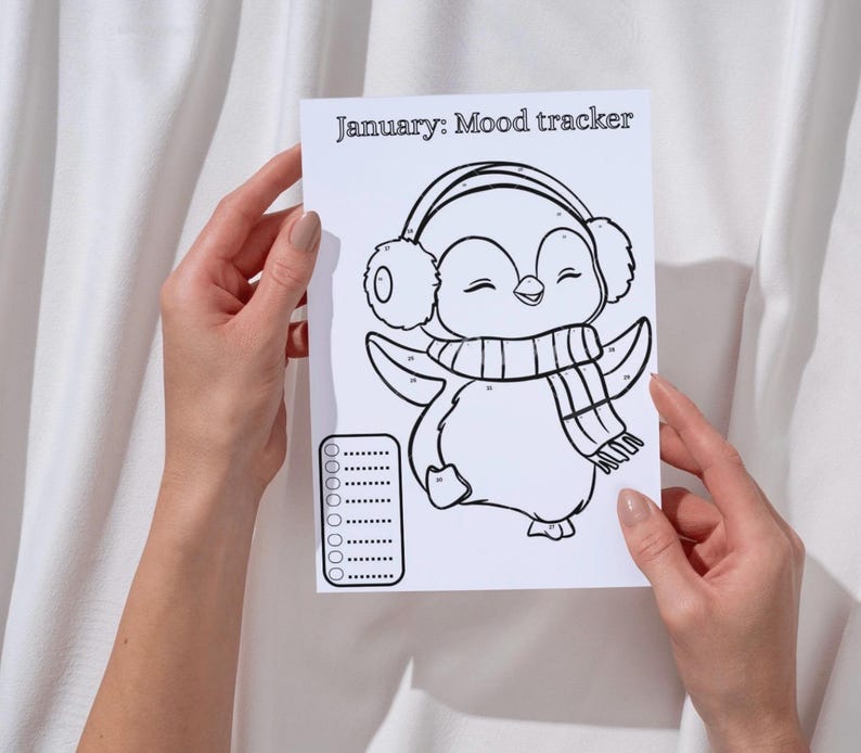 January Penguin Mood Tracker Printable | Cute Winter Mood Chart ...