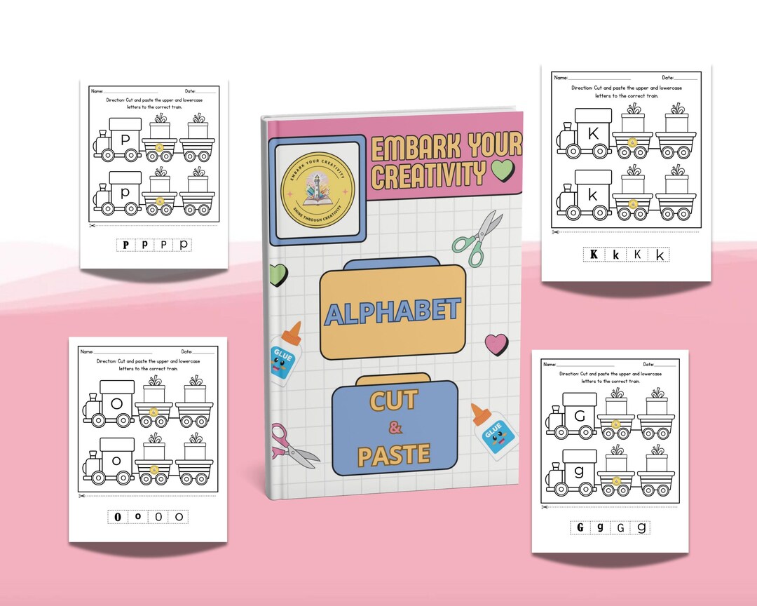 Alphabet Train Cut and Paste Activity for Kids Upper and Lowercase ...