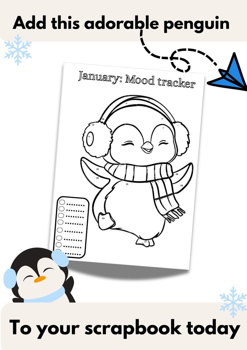 January Penguin Mood Tracker Printable | Cute Winter Mood Chart ...