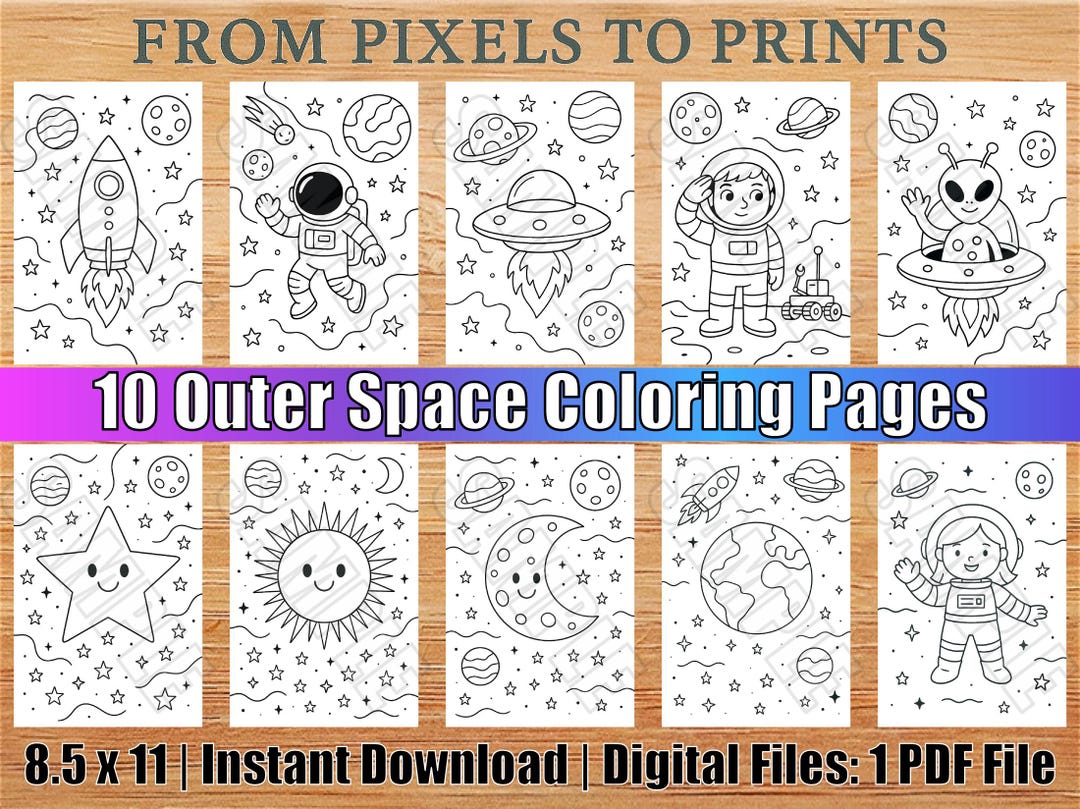 Printable Outer Space Coloring Pages for Kids (digital Download) - Etsy