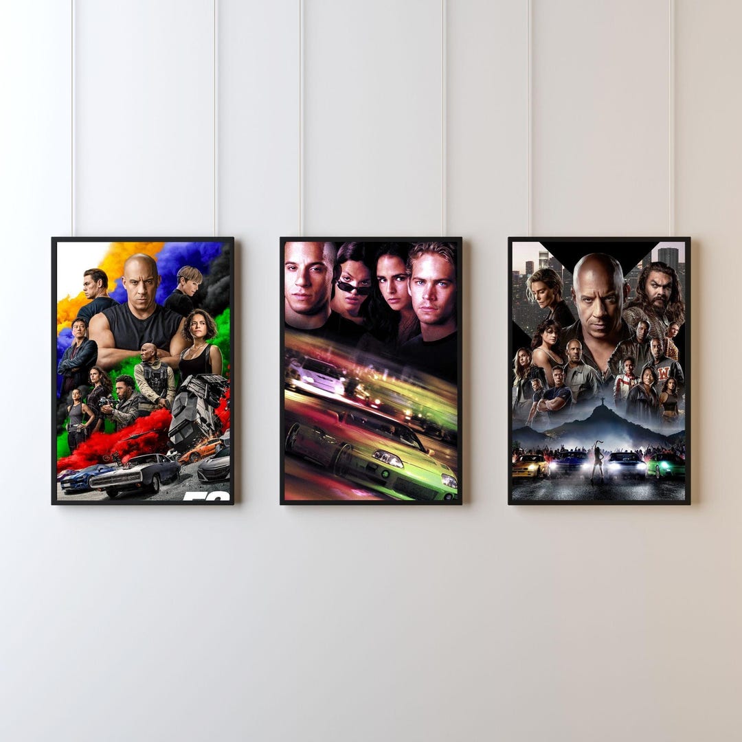 Fast & Furious Movie Poster Set: Paul Walker Tribute, Muscle Car Art - Etsy