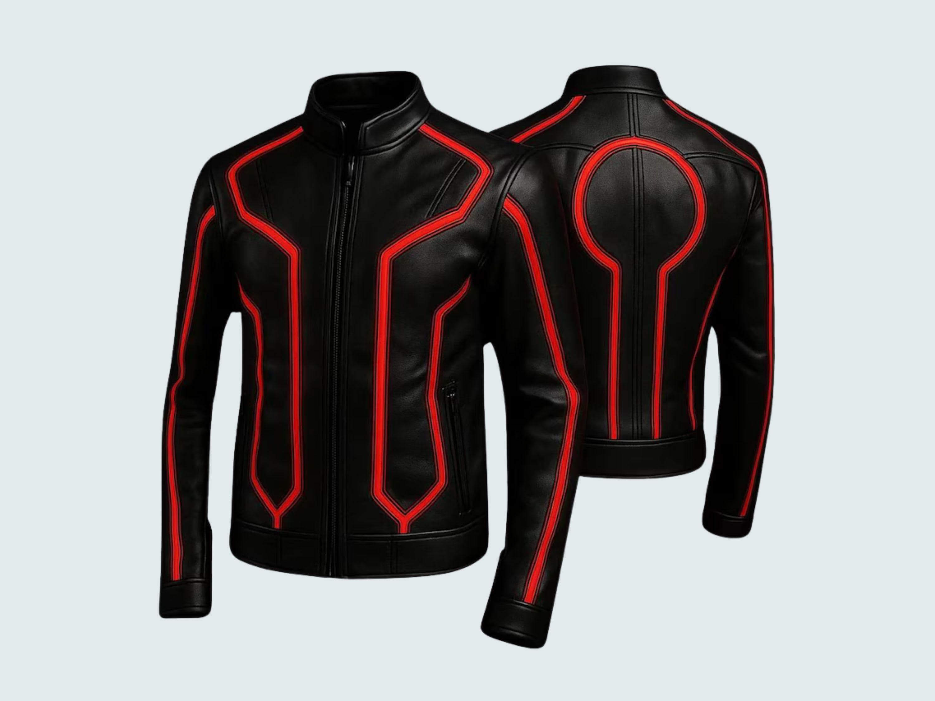 TRON Ares Leather Jacket | Cyberpunk Neon Biker Coat | Futuristic Sci ...