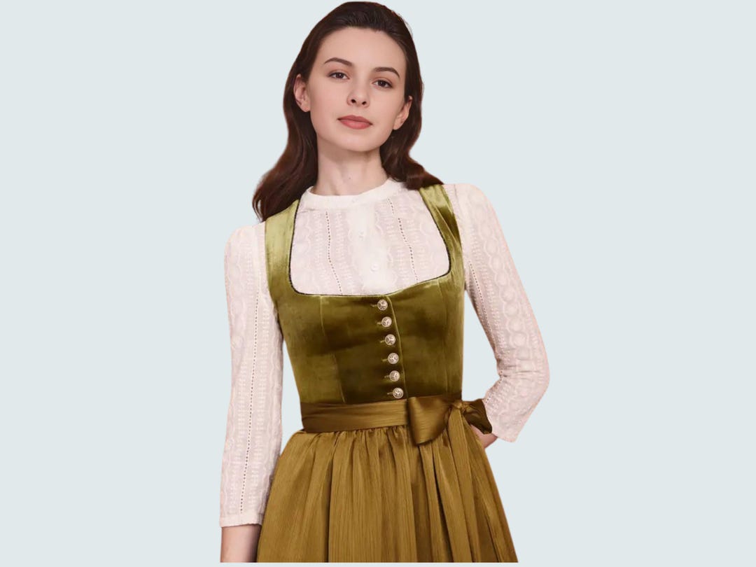 Women’s Oktoberfest Dirndl Costume – Elegant Mustard Yellow Bavarian ...