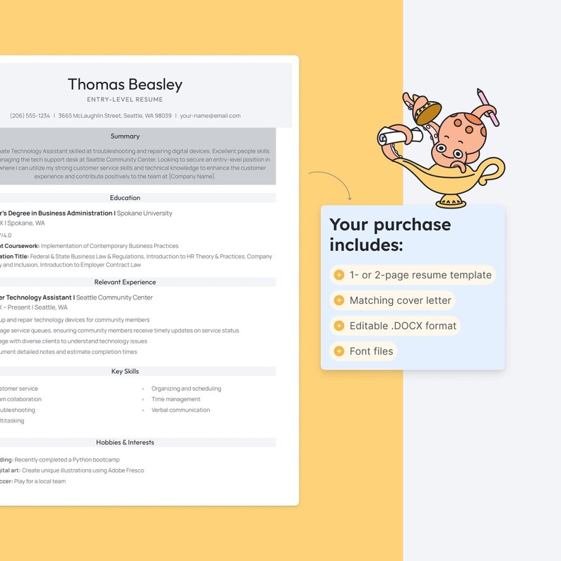 Resume Template Word, ATS Friendly Resume, Basic Resume Template ...