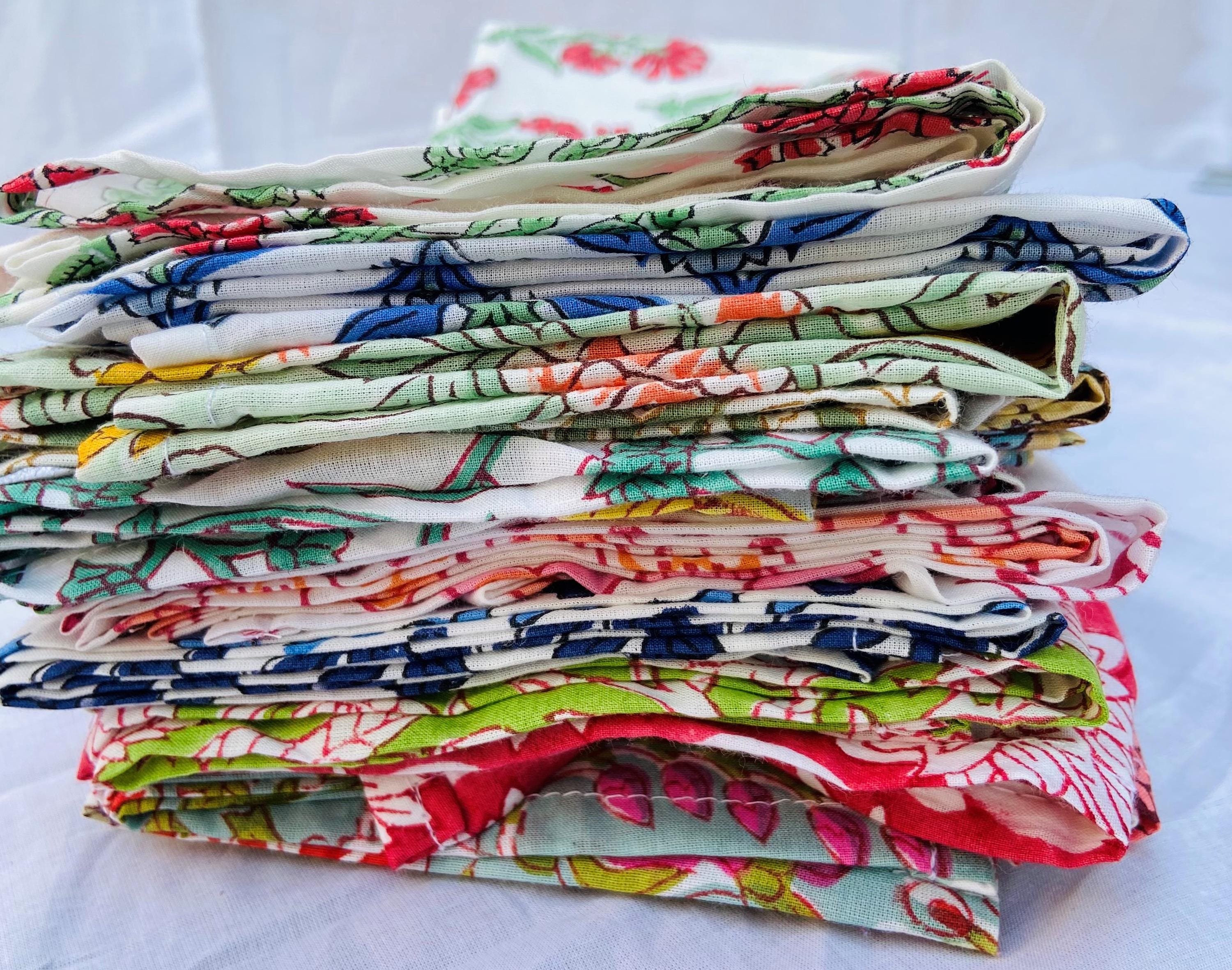 Assorted Napkin Set, 100 Pack of Hand Block Printed Napkins, Bohemian ...